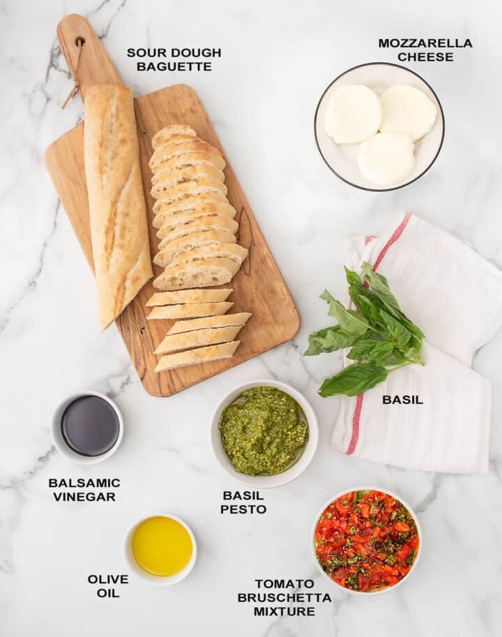 Easy Pesto Bruschetta Appetizer with Mozzarella
