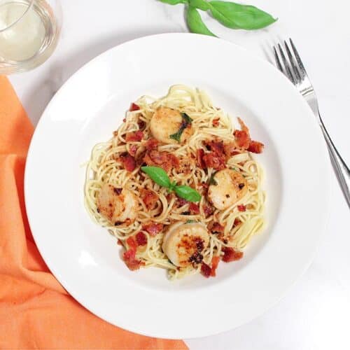 Pan Seared Scallops with Basil