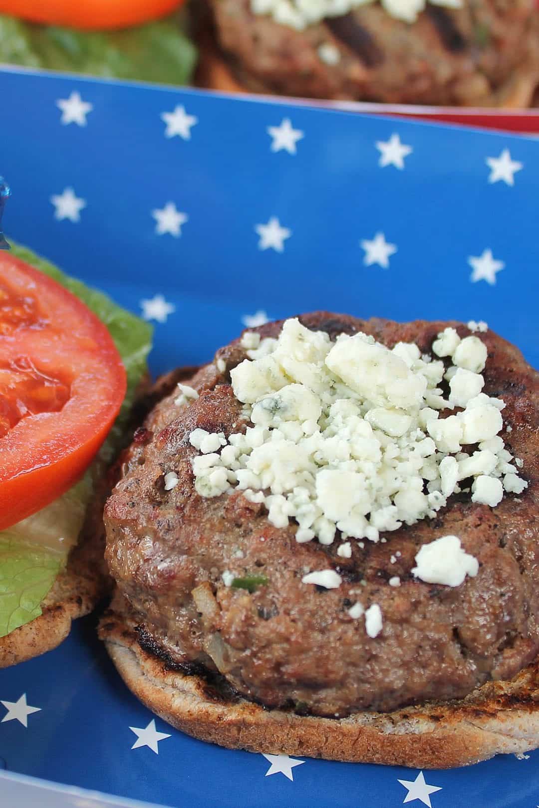 Red White and Bleu Burgers or Bleu Cheese Burgers - 2 Cookin Mamas