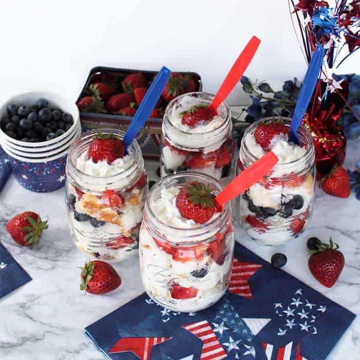 Patriotic Parfaits - A Red White and Blue Dessert - 2 Cookin Mamas