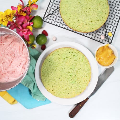Key Lime Cake with Raspberry Cream Cheese Frosting