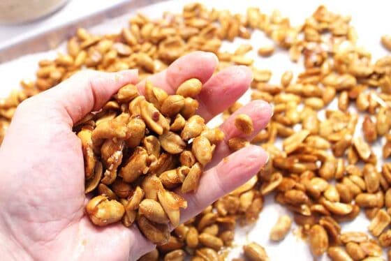 Sweet Crunchy Maple Roasted Peanuts