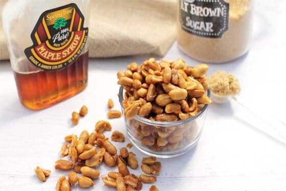 Sweet Crunchy Maple Roasted Peanuts