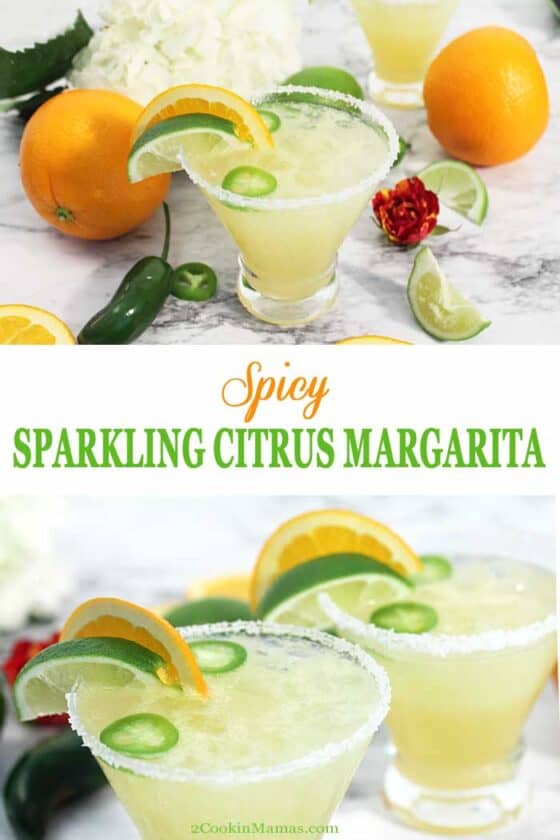 Spicy Sparkling Citrus Margarita - 2 Cookin Mamas