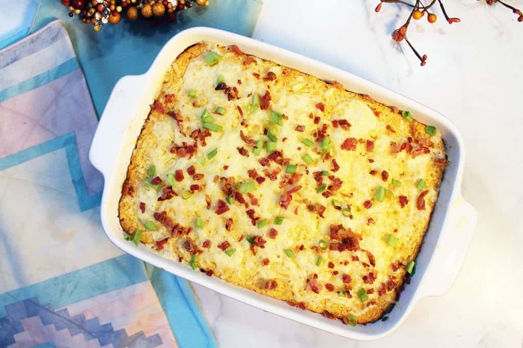 Easy JIffy Corn Pudding with Cheese - 2 Cookin Mamas