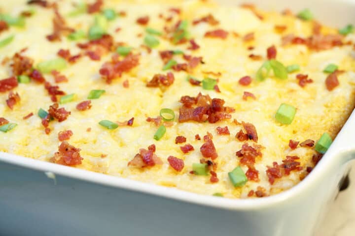 Easy JIffy Corn Pudding with Cheese - 2 Cookin Mamas