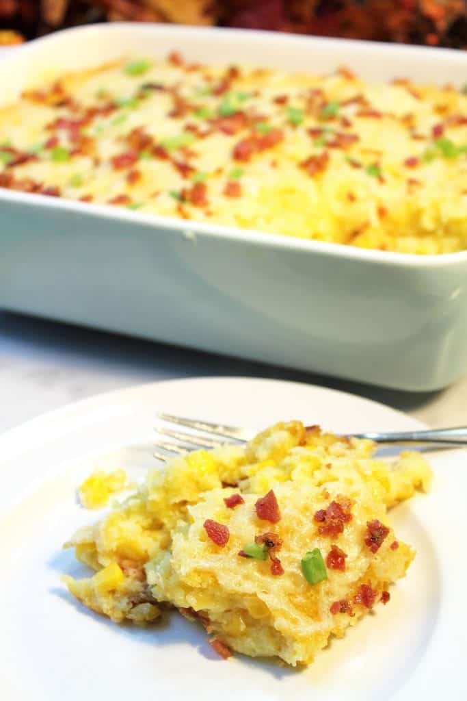 Easy JIffy Corn Pudding with Cheese - 2 Cookin Mamas