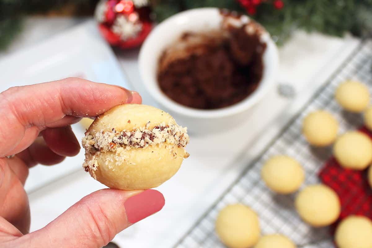 Almond Shortbread Cookies with Chocolate Filling