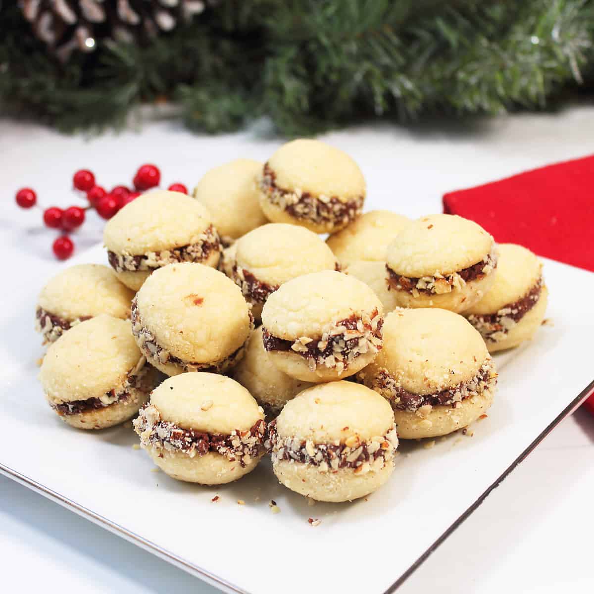 Almond Shortbread Cookies with Chocolate Filling - 2 Cookin Mamas