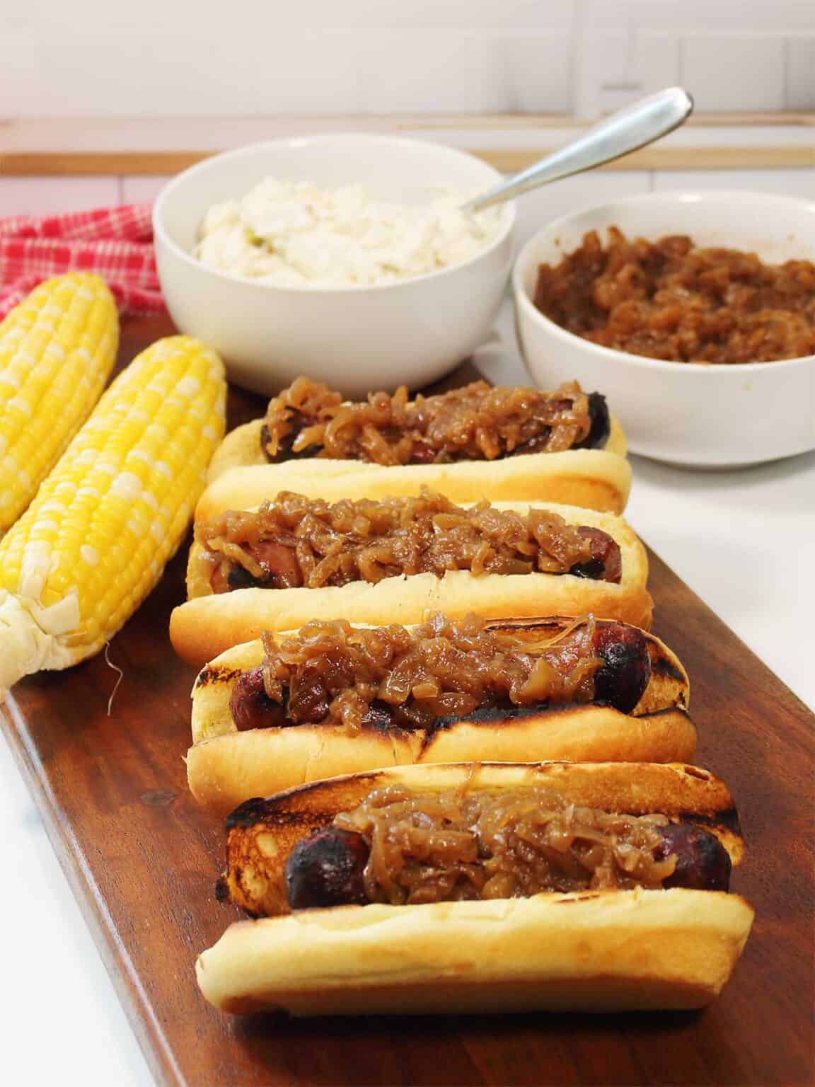 Grilled Bratwurst with Caramelized Onion and Fennel Relish